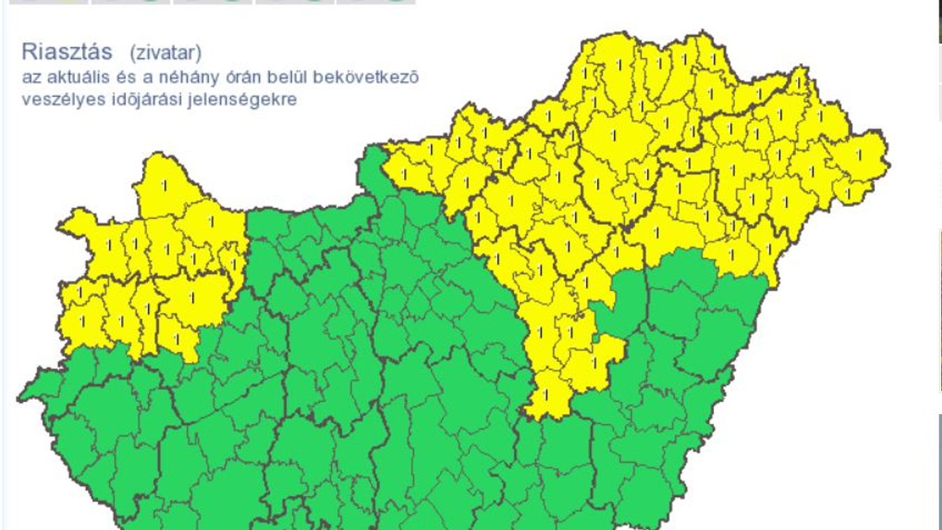 Elsőfokú riasztás zivatarok miatt Vas megyében